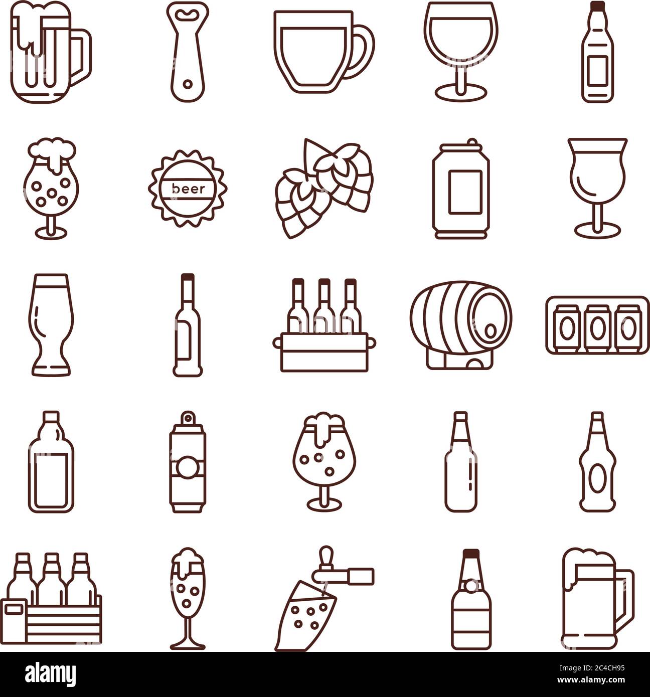 bundle of beer international day icons vector illustration design Stock ...