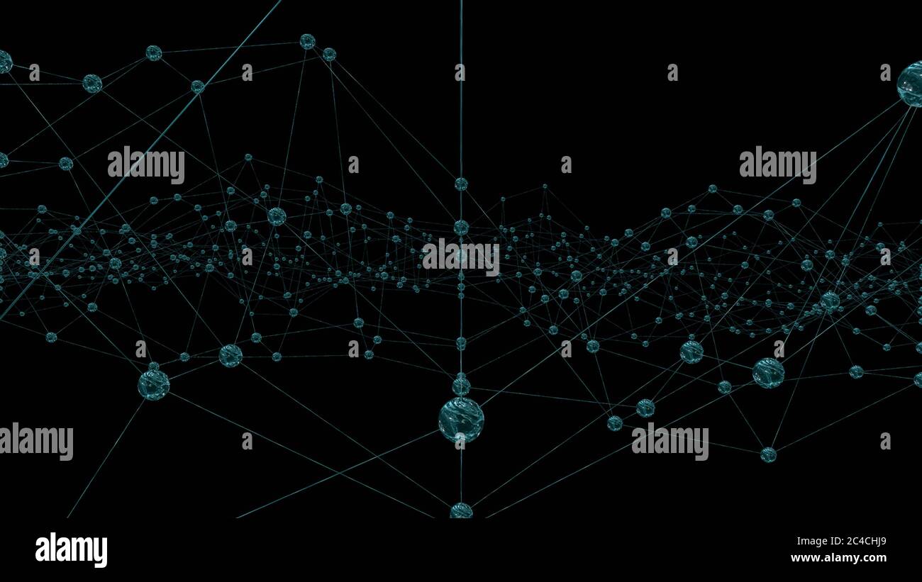abstract connection points and lines on a colored background. 3D ...