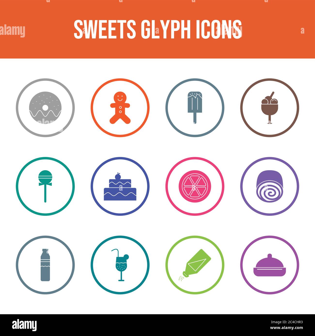 12 Sweets Vector Icons in One Set Stock Vector Image & Art - Alamy