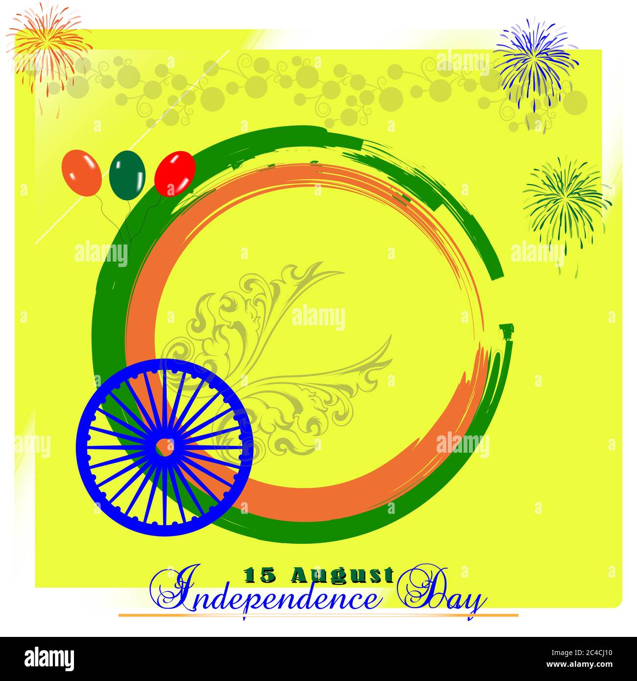 Vector Illustration saffron and green color brush background for Happy ...