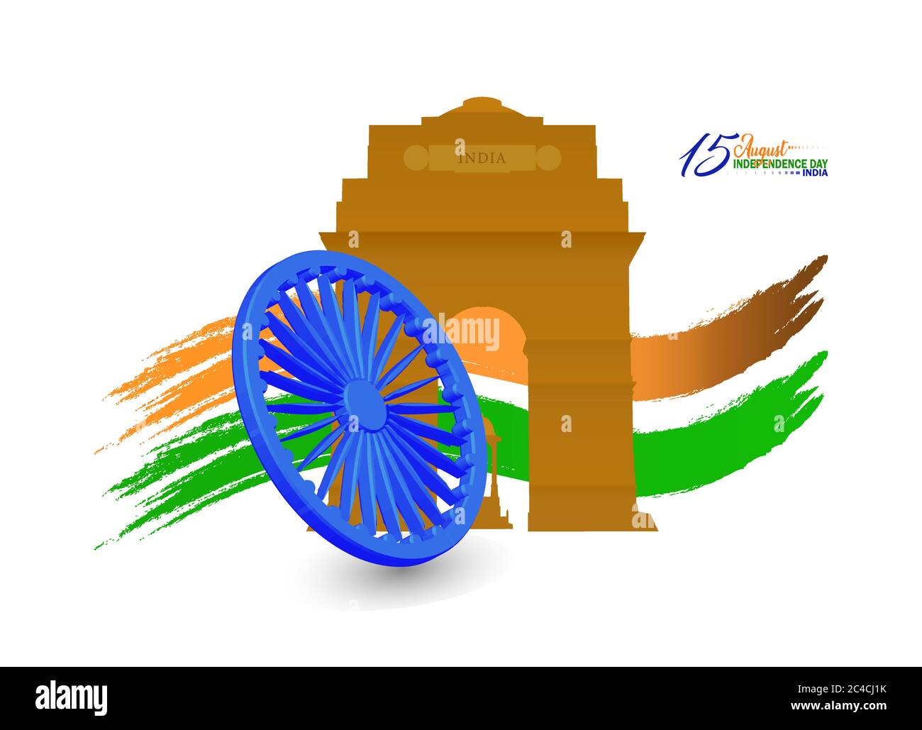 Vector Illustration saffron and green color brush background for Happy ...