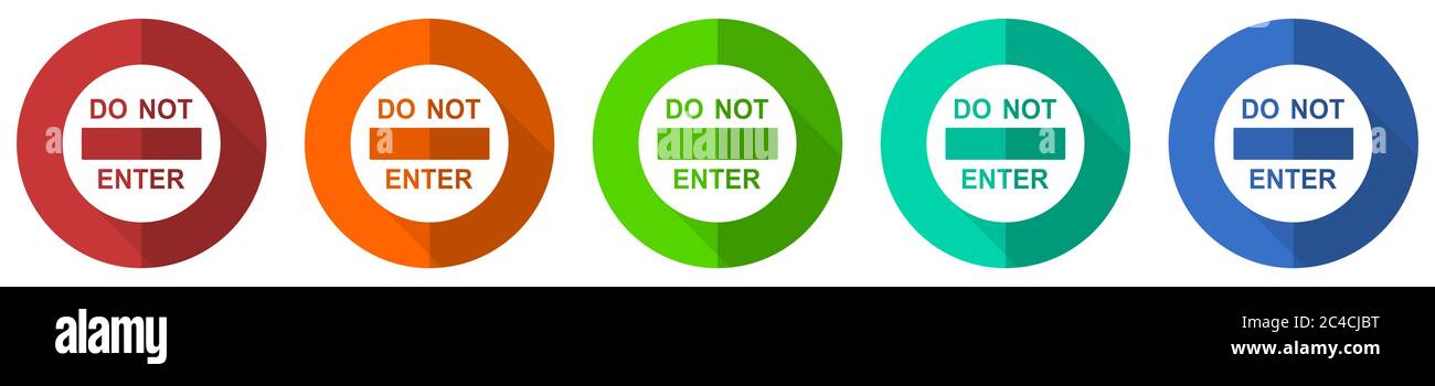 Do not enter icon set, access, entry, red, blue, green and orange flat ...