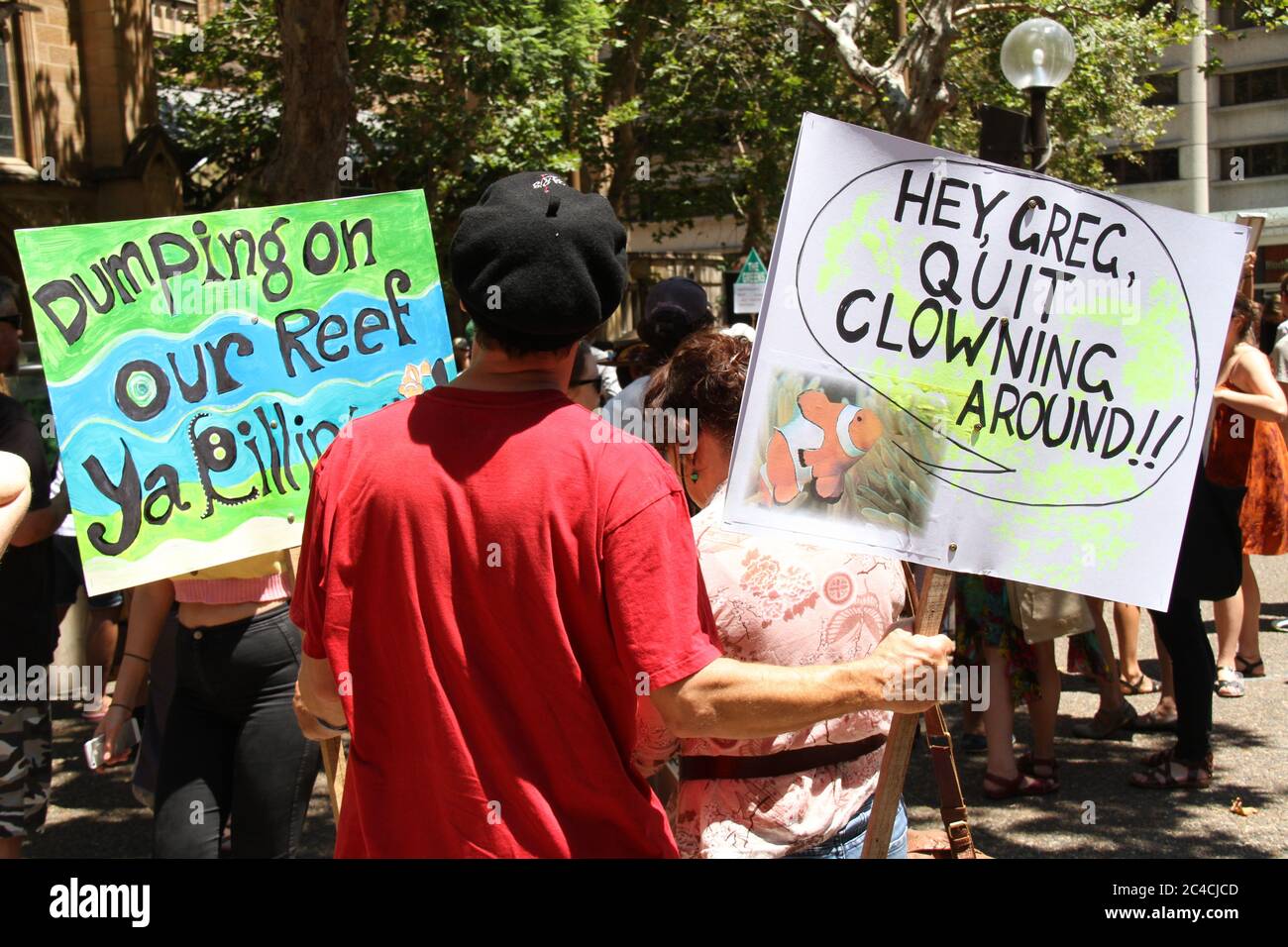 A protester at the rally outside Sydney Town Hall to save the Great ...