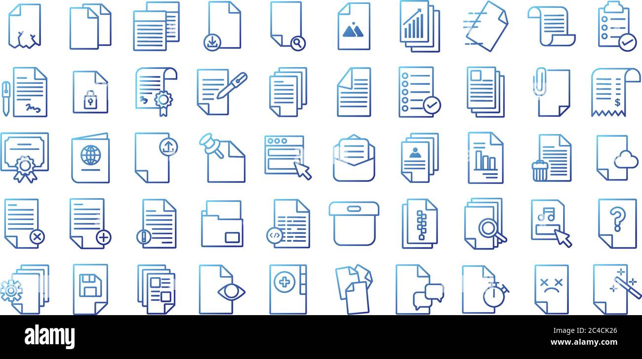 bundle of documents files office icons vector illustration design Stock ...