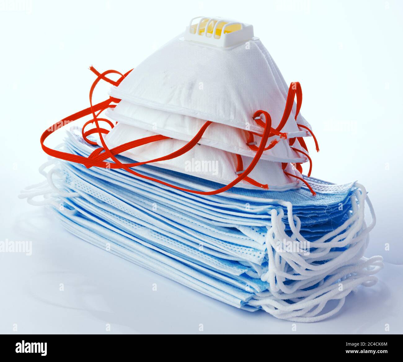 Face mask protection and medical surgical masks on white background ...