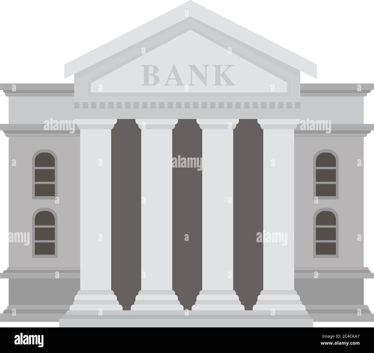 Bank grey architecture exterior building. Flat vector illustration ...
