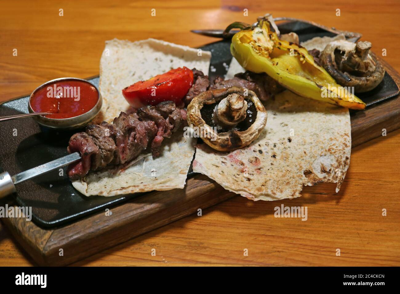 Closeup a Plate of Armenian Traditional Barbecue or Khorovats with ...