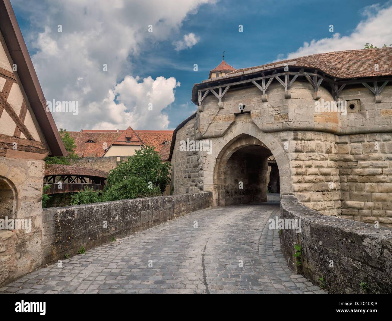Old castle gate of rothenburg ob der tauber in germany hi-res stock ...