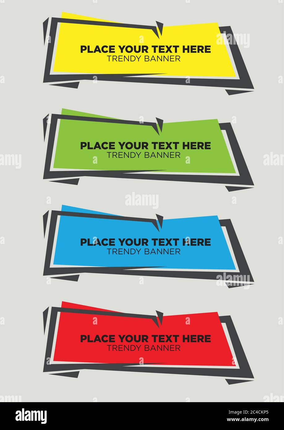 Abstract modern geometric graphic element banners in four colored forms ...