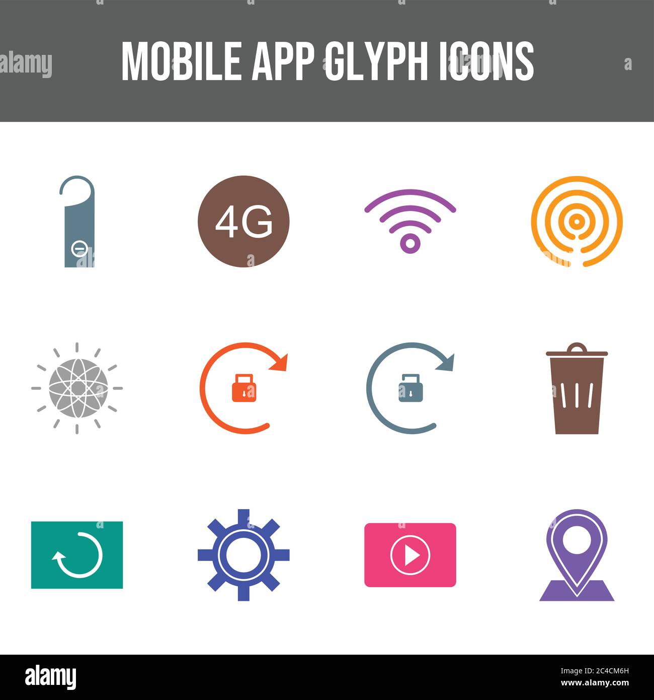 12 Mobile App Vector Icons in One Set Stock Vector Image & Art - Alamy