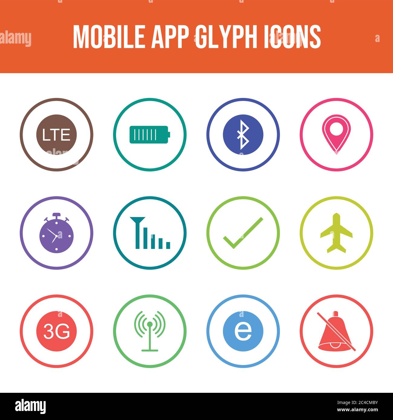 Unique Mobile Apps Icons Set Stock Vector Image & Art - Alamy