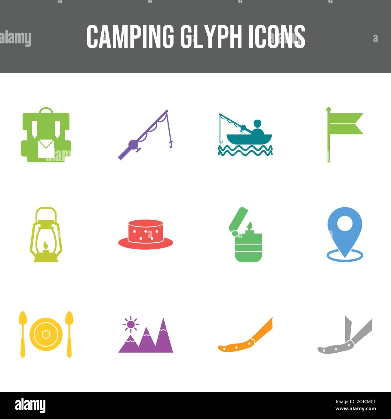 Beautiful Camping vector icon set Stock Vector Image & Art - Alamy