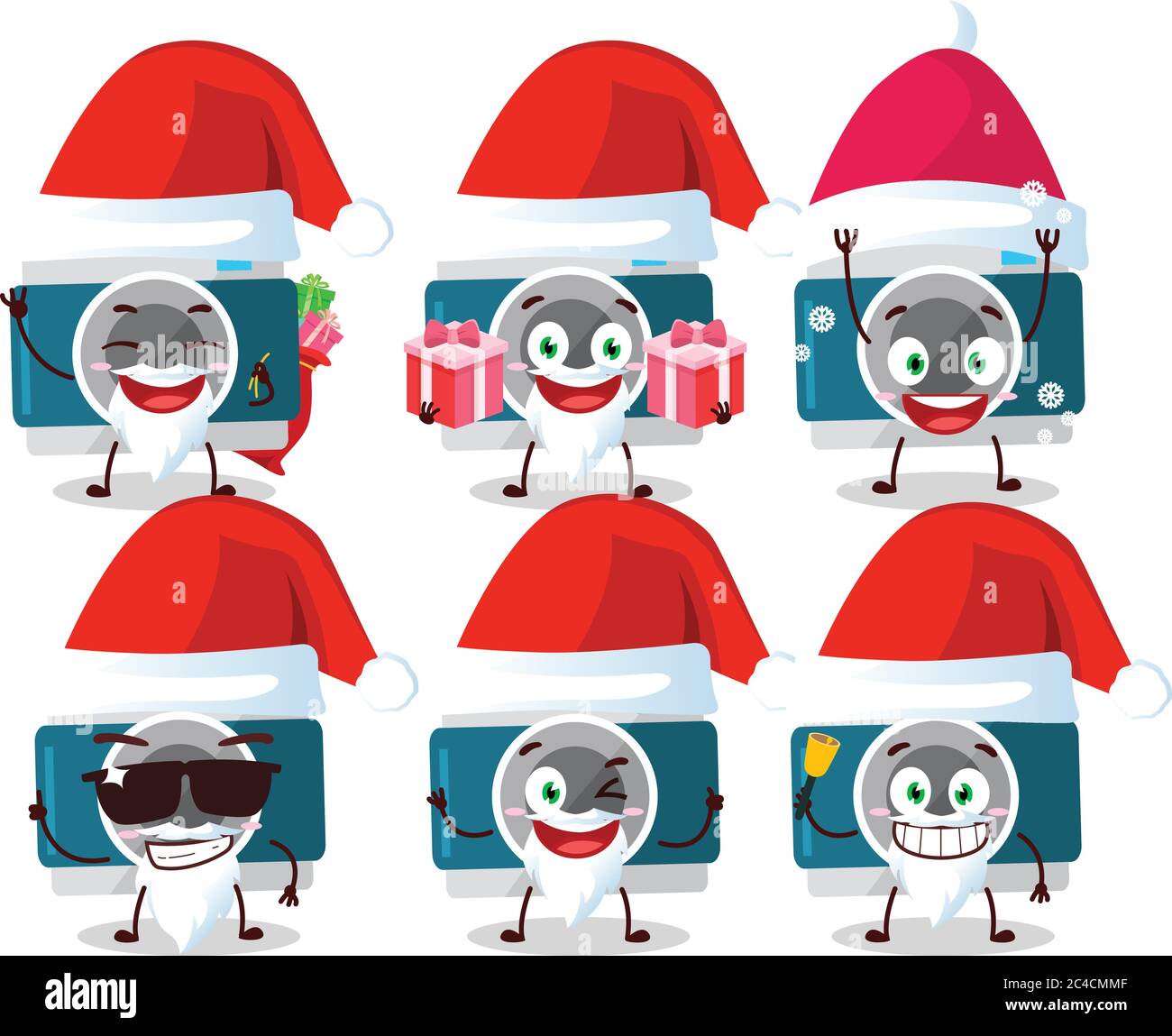Santa Claus emoticons with camera pocket cartoon character Stock Vector ...