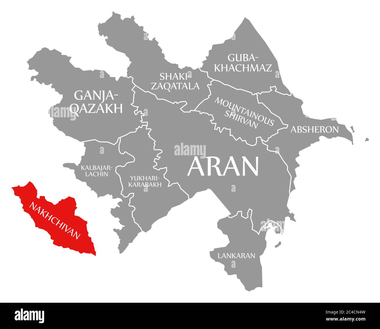Nakhchivan red highlighted in map of Azerbaijan Stock Photo - Alamy