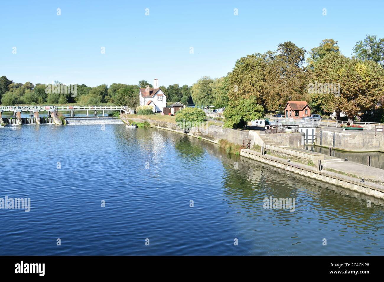 Lock and Weir on River Thames at Goring Oxfordshire England Stock Photo ...