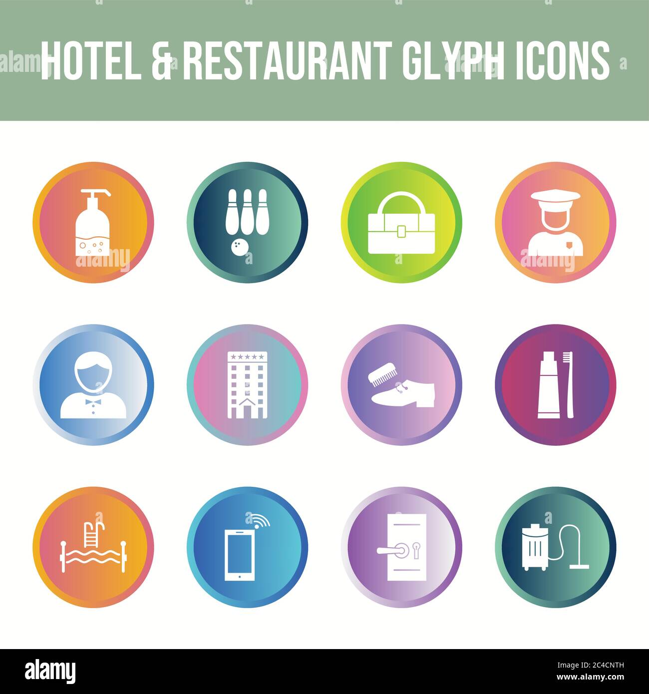 Beautiful Hotel & Restaurant vector icon set Stock Vector Image & Art ...