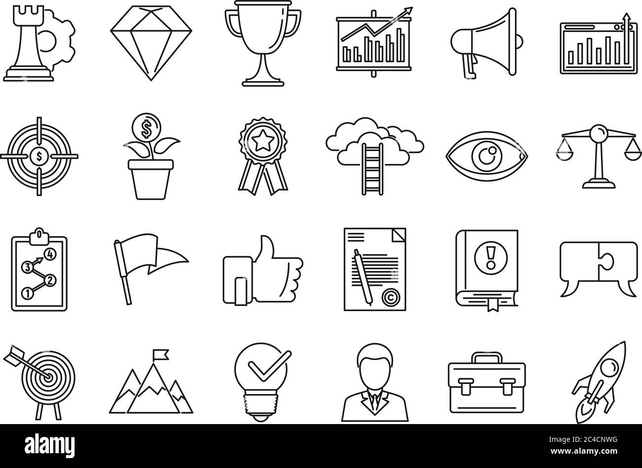 Success mission icons set. Outline set of success mission vector icons ...