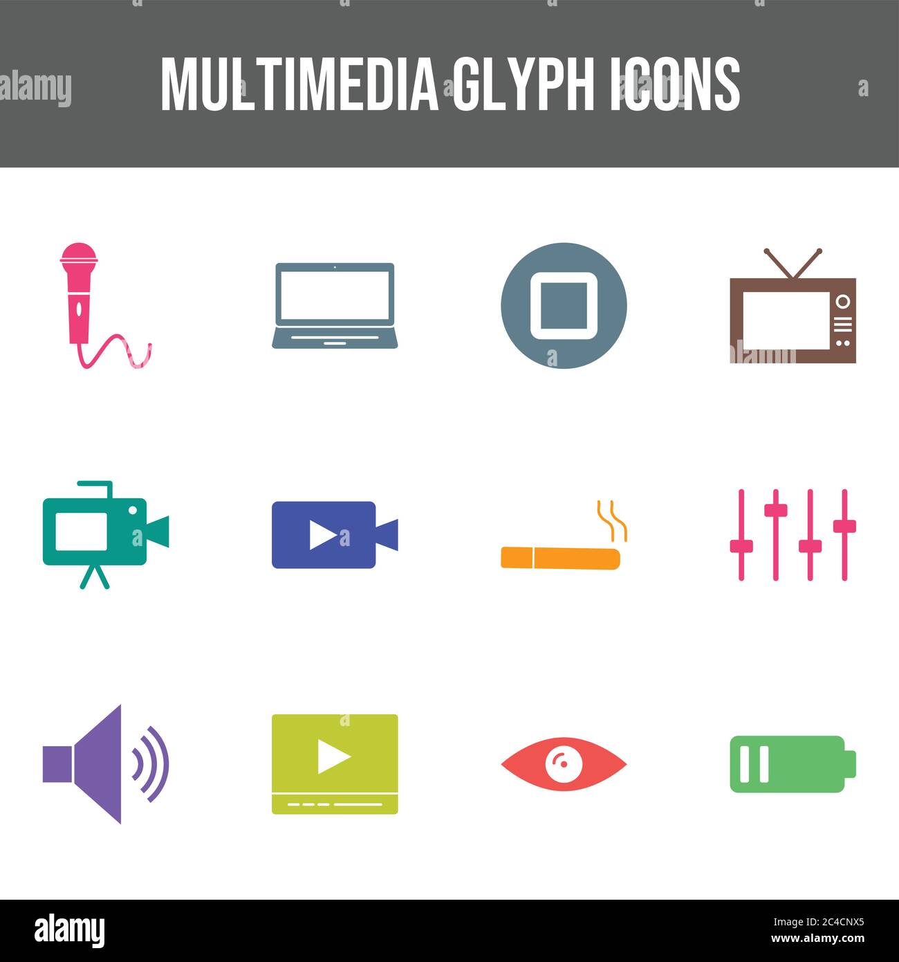 Beautiful Multimedia vector icon set Stock Vector Image & Art - Alamy