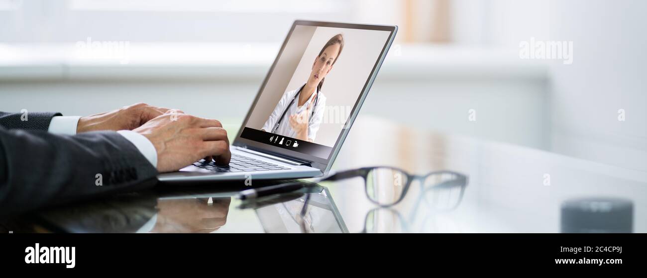Online Medical Video Conference Or Consultation With Doctor Stock Photo ...