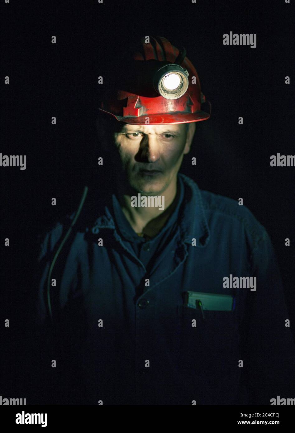 portraits of miners in a brown coal mine Stock Photo - Alamy