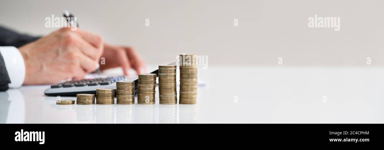 Money Stack, Accounting And Tax Invoice Paperwork Stock Photo - Alamy