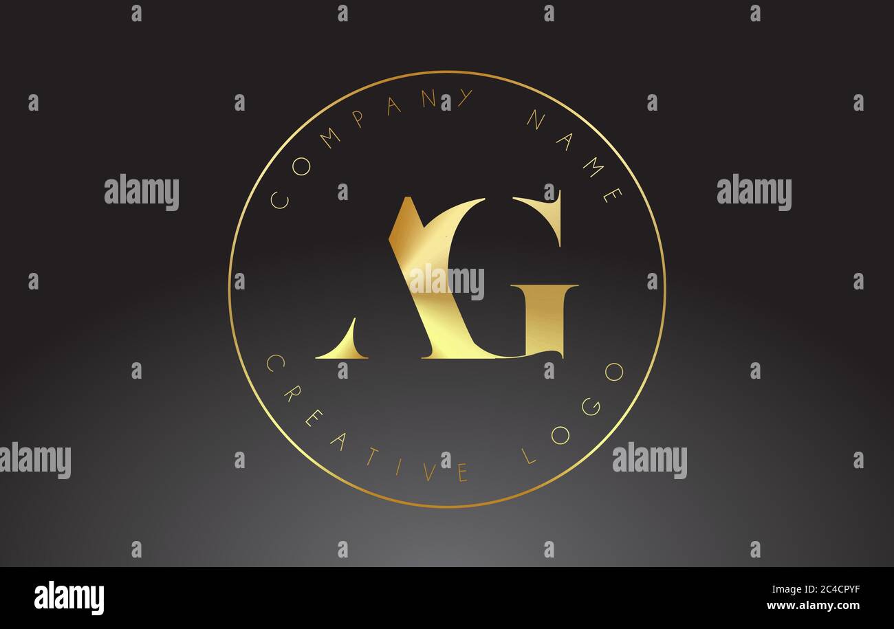 Golden Letters AG A G Logo with a minimalist design. Simple AG Icon ...