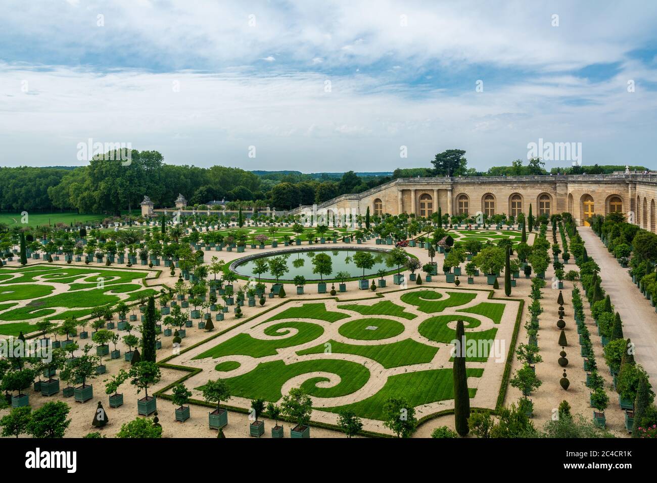 Versailles, France - August 27, 2019 : The Versailles garden, view of ...
