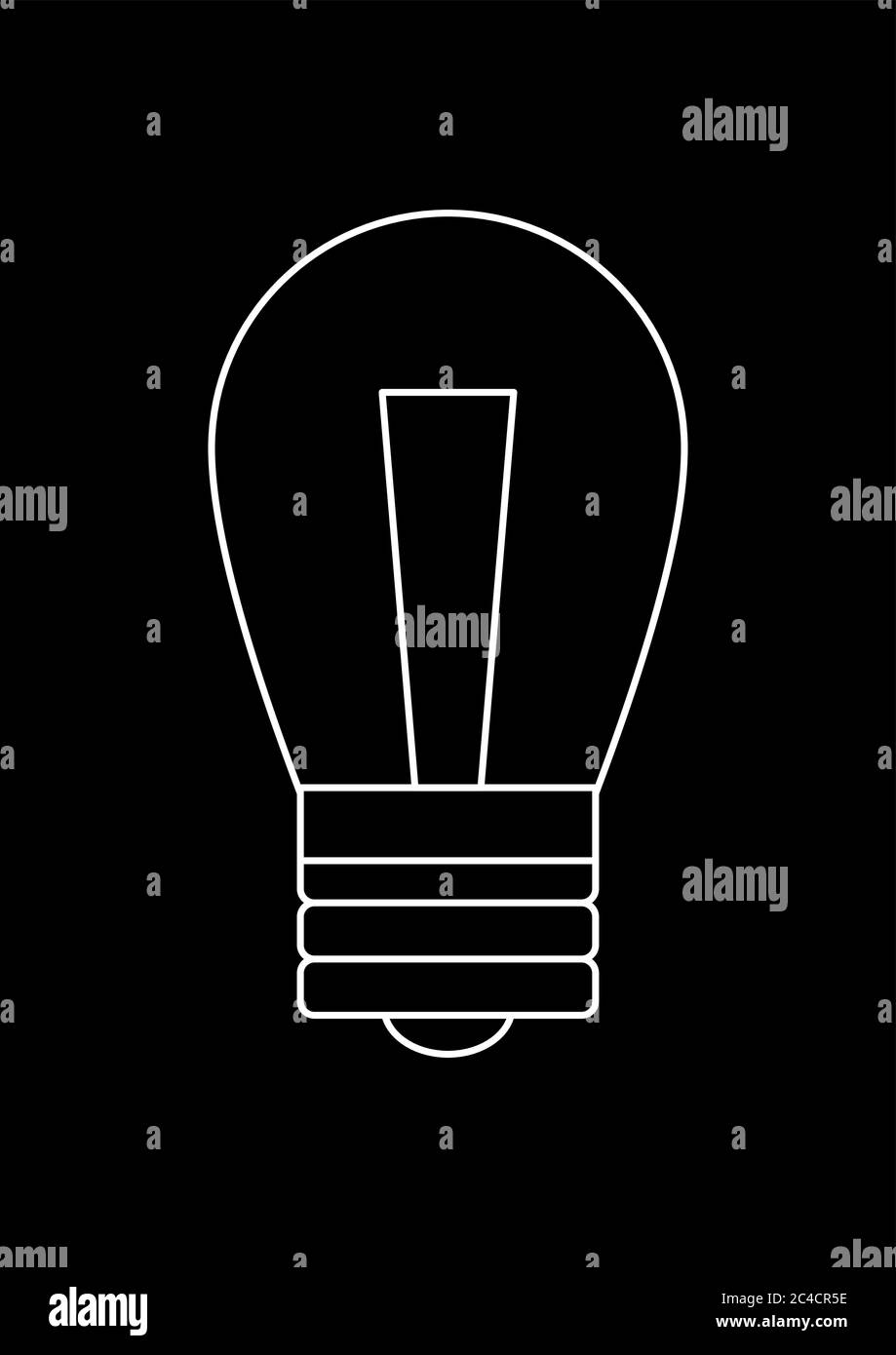 Electric bulb with filament vector image in black and white colors ...