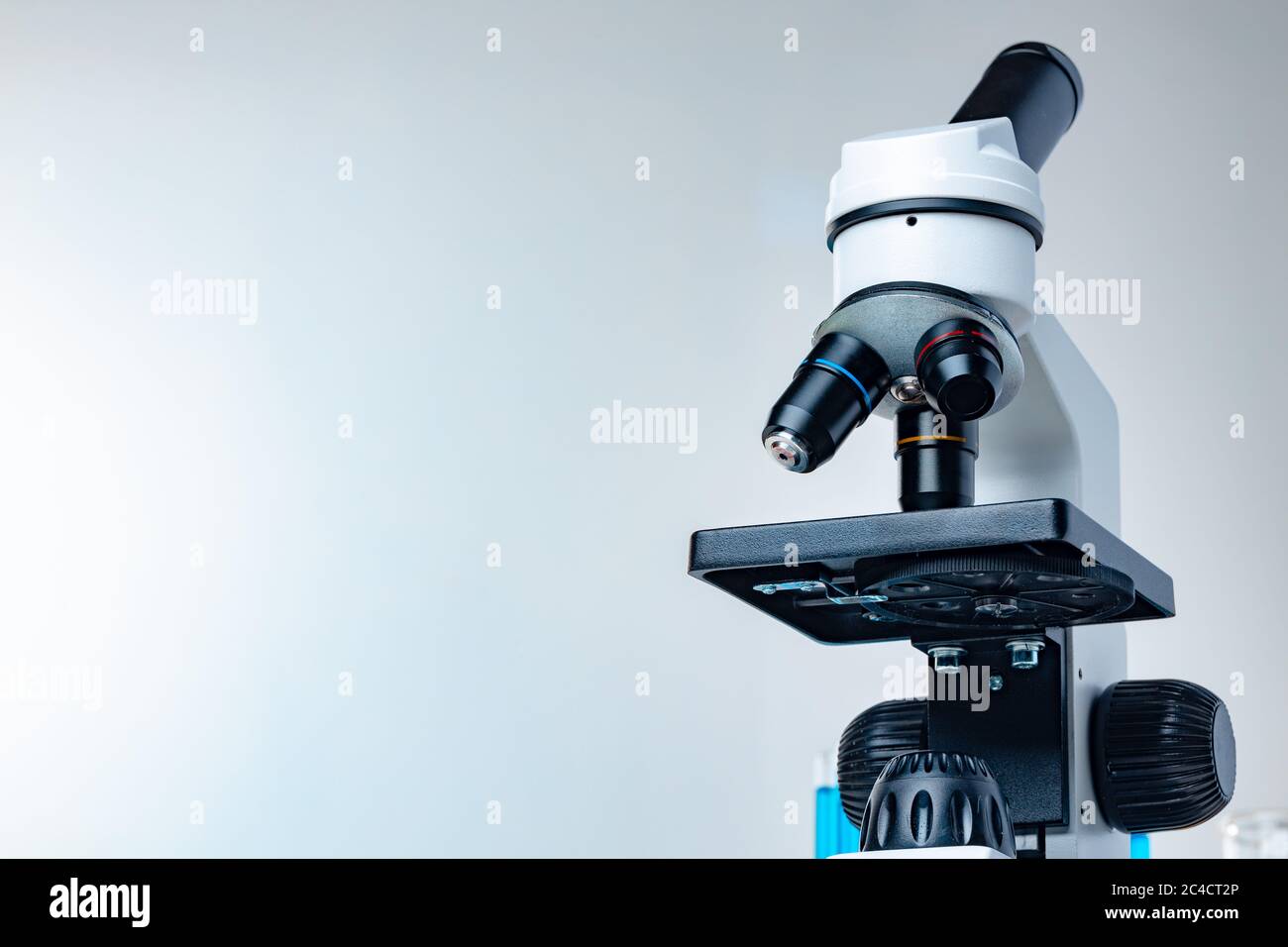 Scientific microscope lenses close up. Laboratory equipment Stock Photo ...