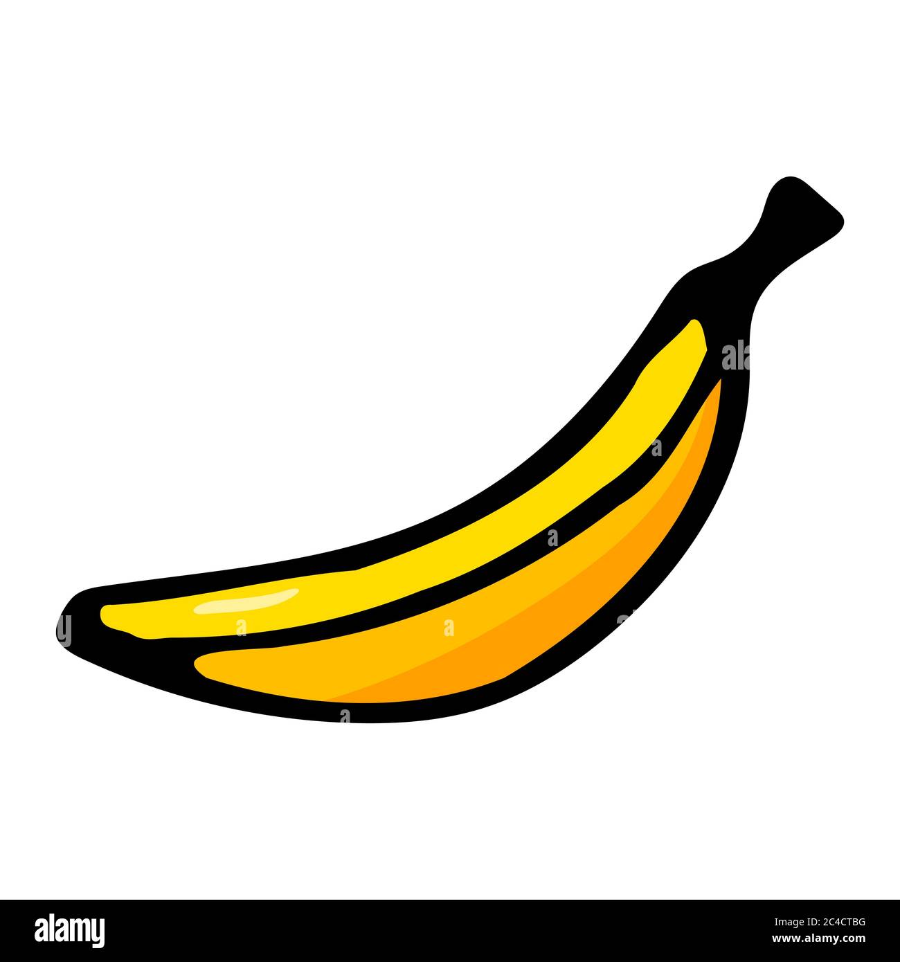 Yellow banana. Hand drawn outline doodle icon. Colorful isolated on ...