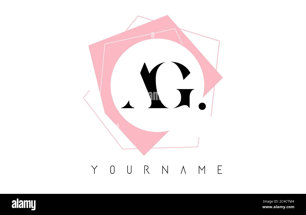 Geometric AG A G Letters with Pastel Pink Color Logo Design with Circle ...