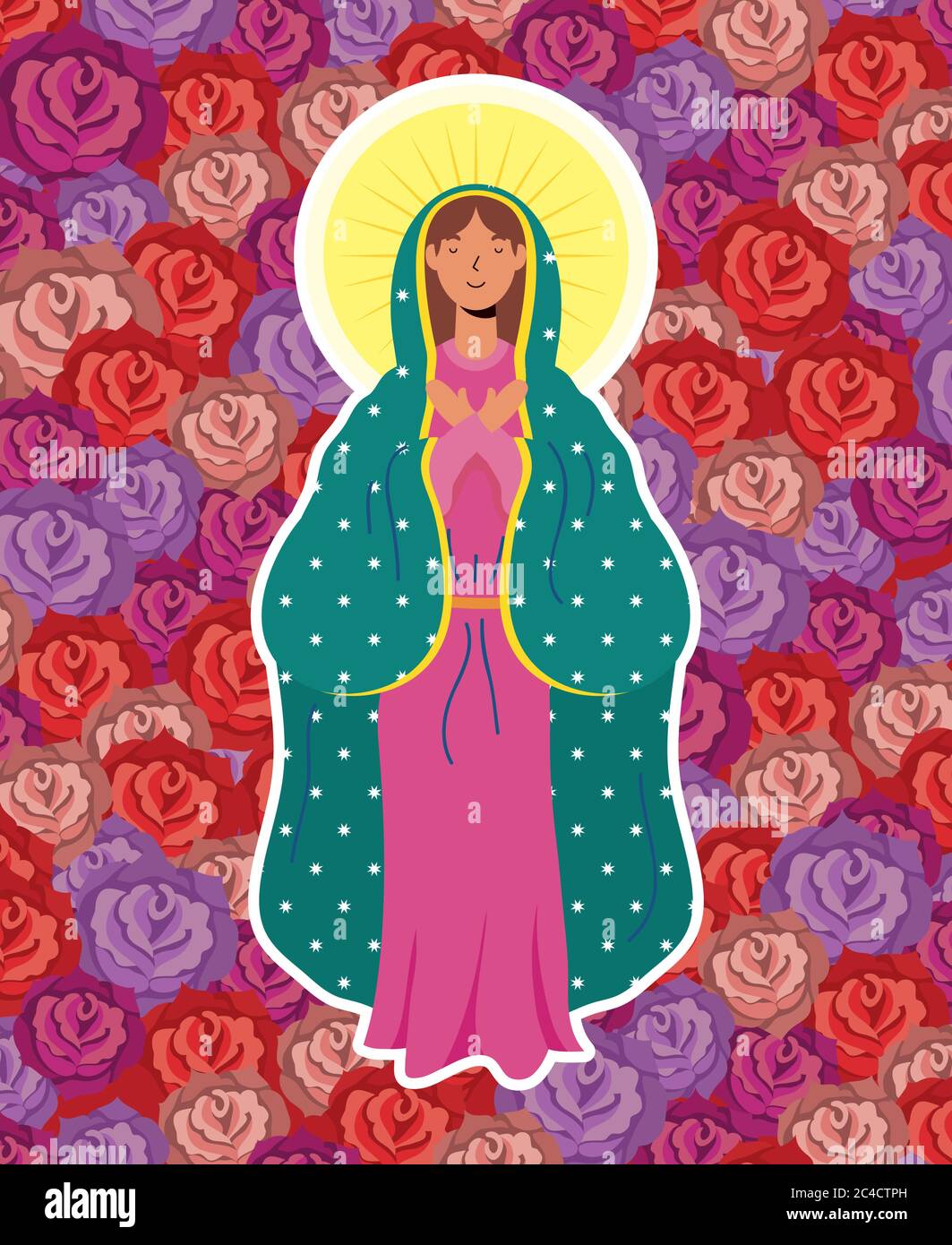 Virgin Mary With Roses Wallpaper