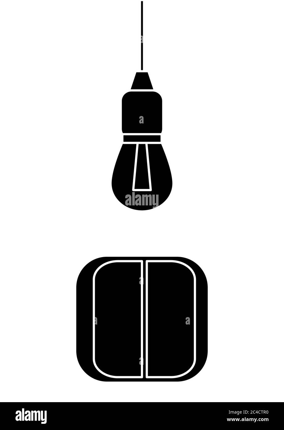 Electric bulb with filament vector image in black and white colors ...