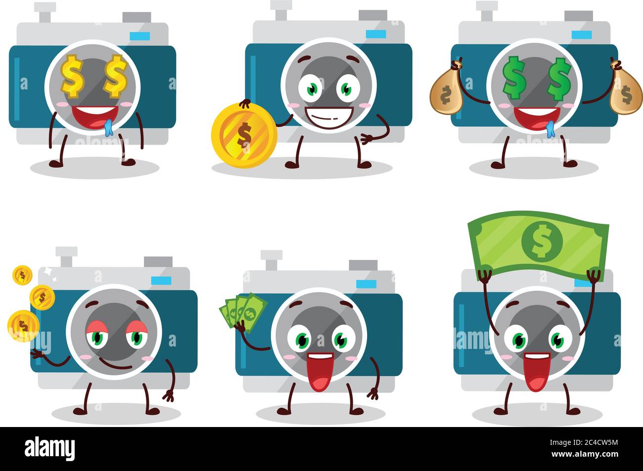 camera pocket cartoon character with cute emoticon bring money Stock ...