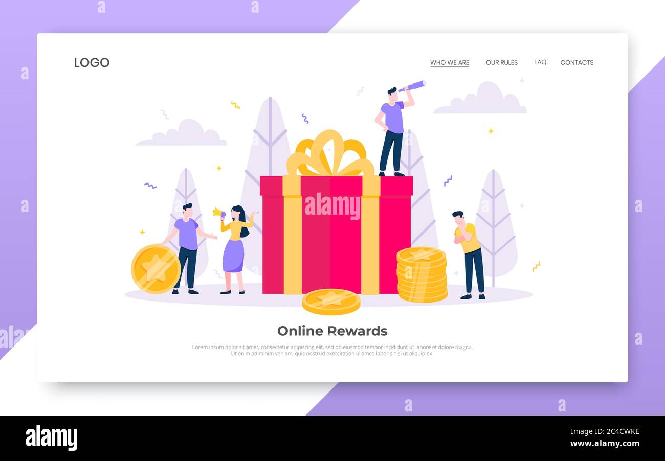 Online reward flat style design vector illustration landing page ...