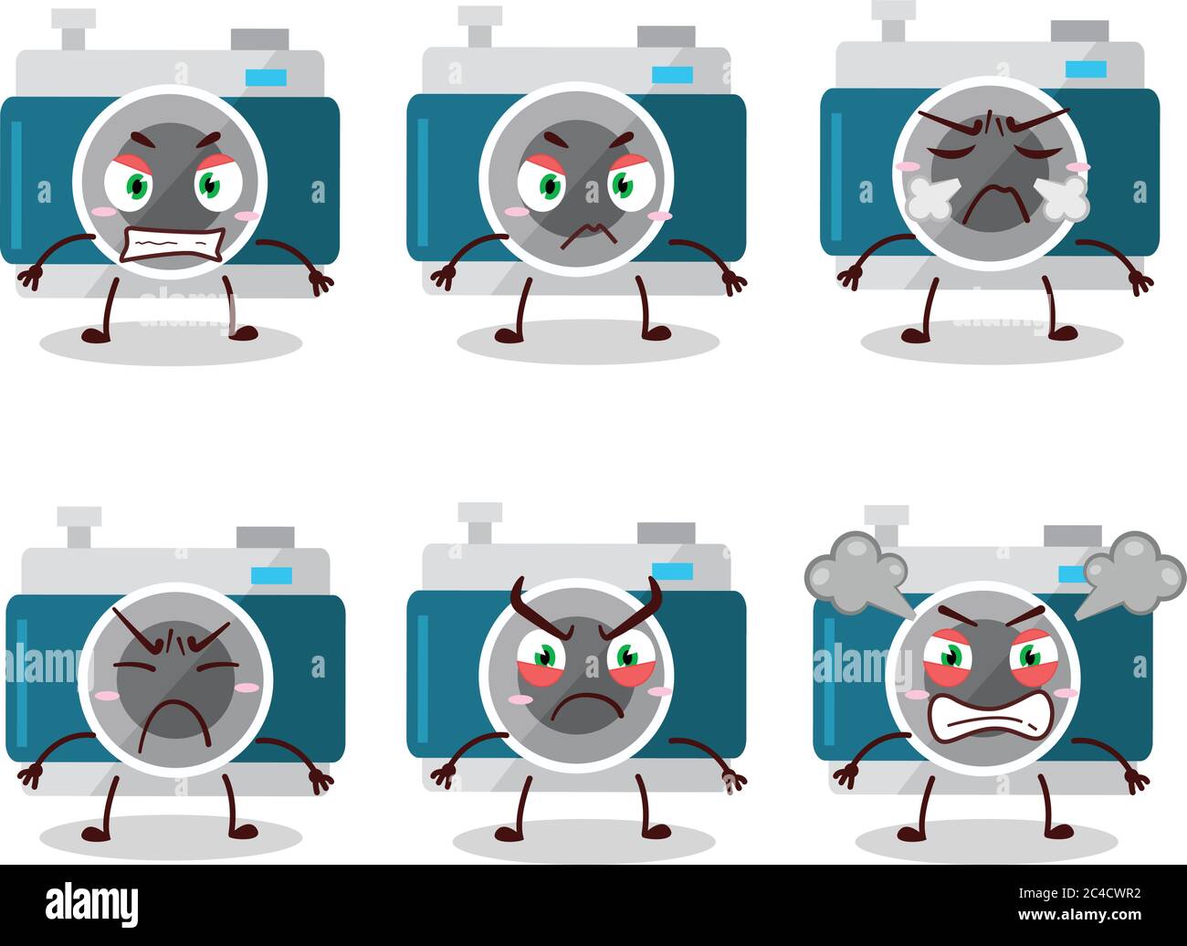 camera pocket cartoon character with various angry expressions Stock ...
