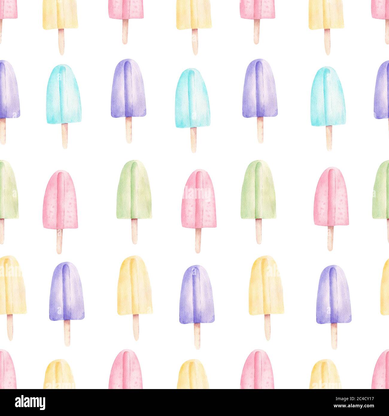 Watercolor popsicles digital paper isolated on white background. Hand ...