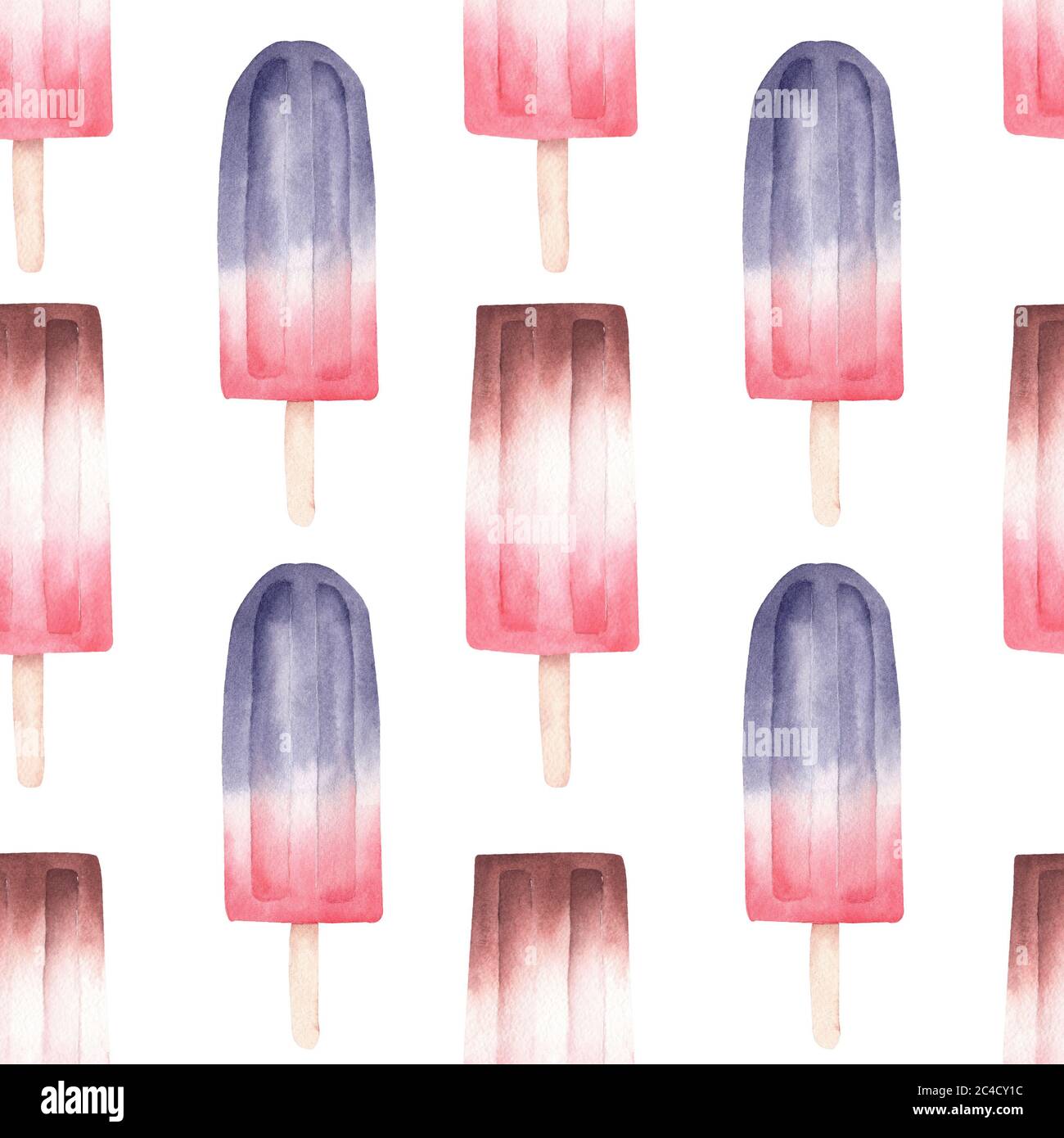 Ice cream colored fruit popsicles digital paper isolated on white ...