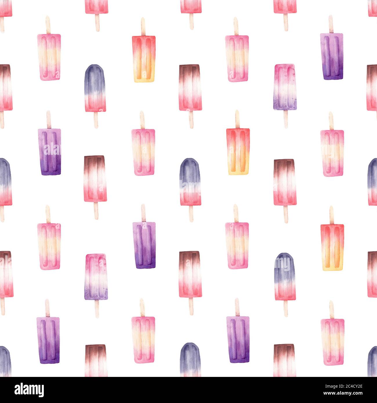 Popsicles digital paper. Watercolor hand drawn ice cream. Summer food ...