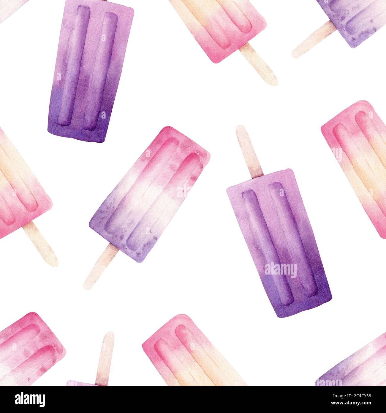 Popsicles seamless pattern digital paper. Watercolor hand drawn ...