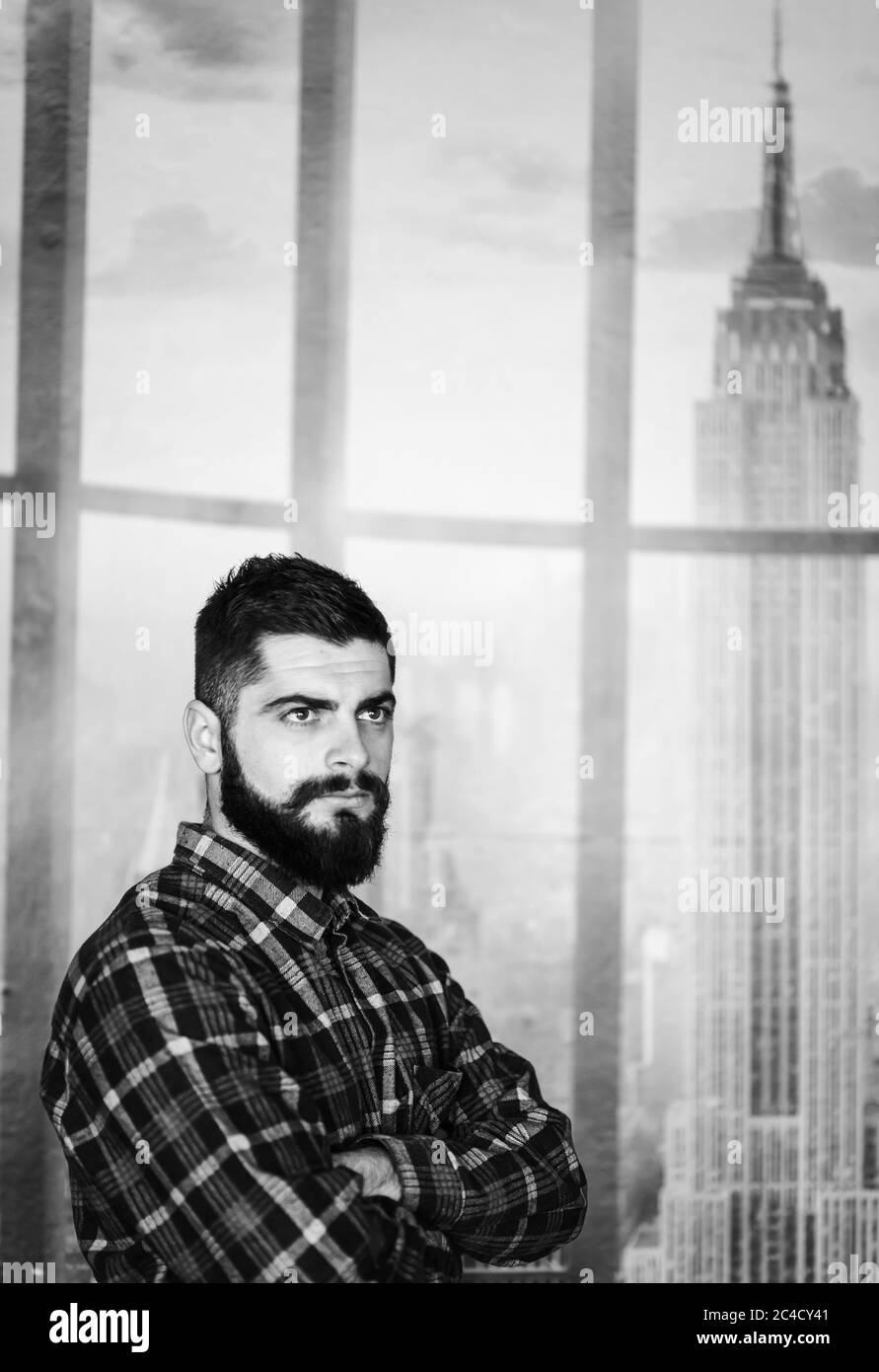 Bearded modern adult man Black and White Stock Photos & Images - Alamy