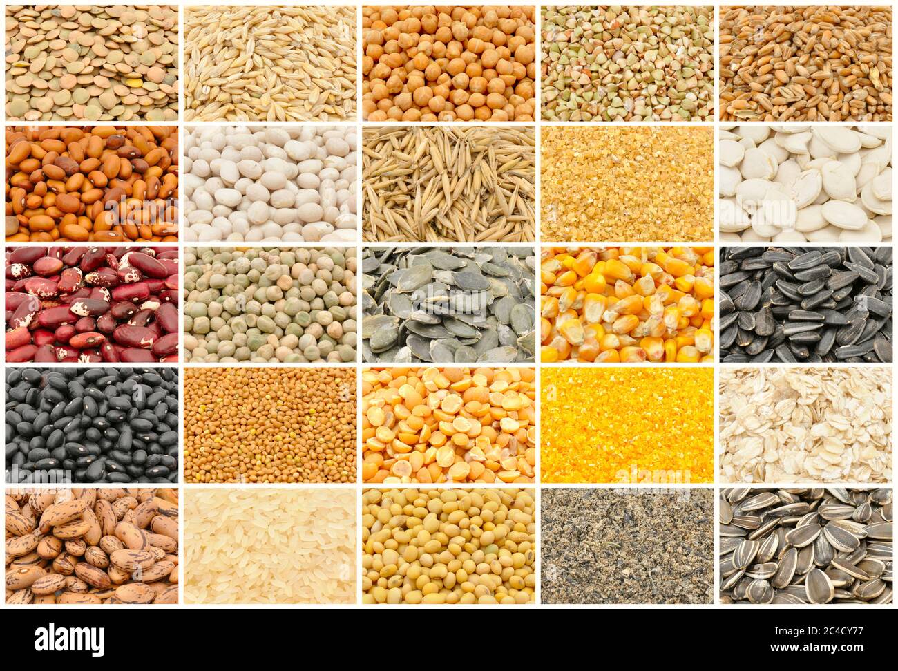 Cereals and basic food staple large collection Stock Photo - Alamy
