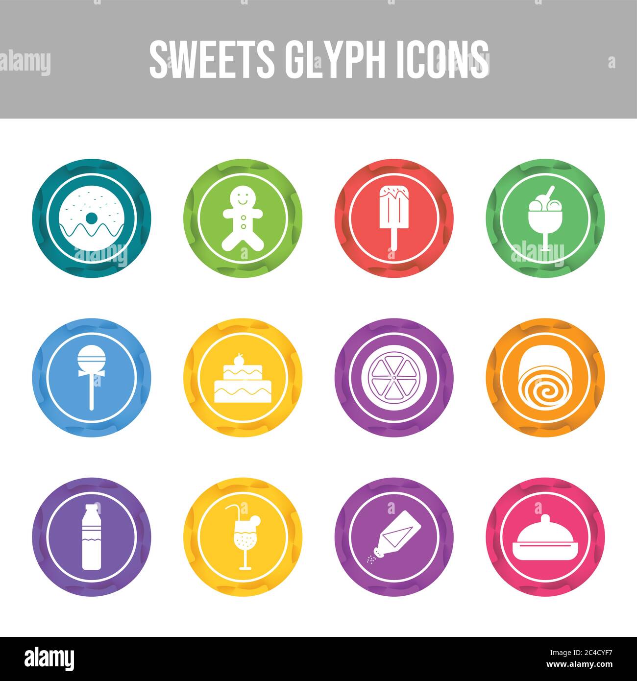 12 Sweets Vector Icons in One Set Stock Vector Image & Art - Alamy
