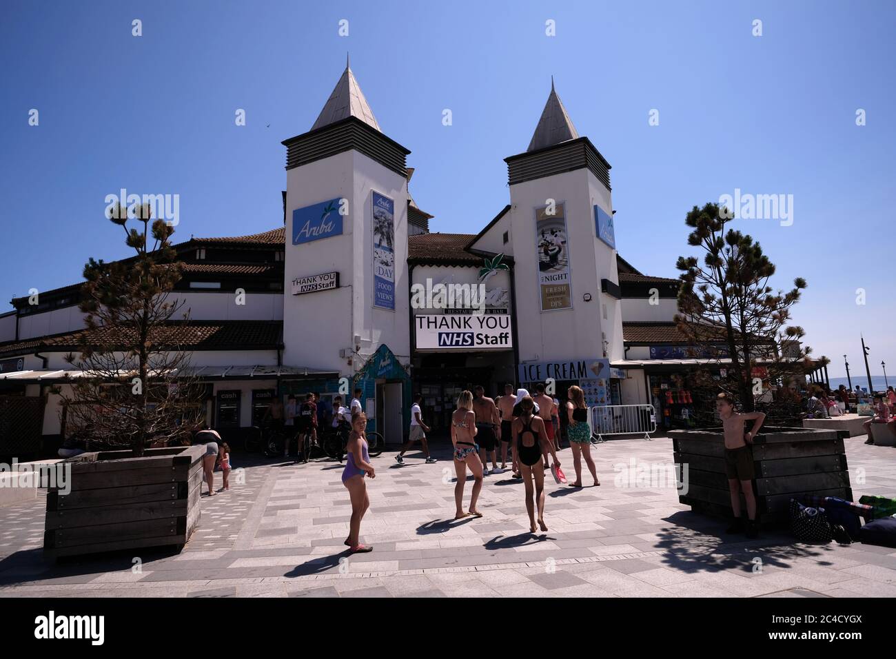 A thank you NHS message is displayed on a screen at Aruba restaurant in ...