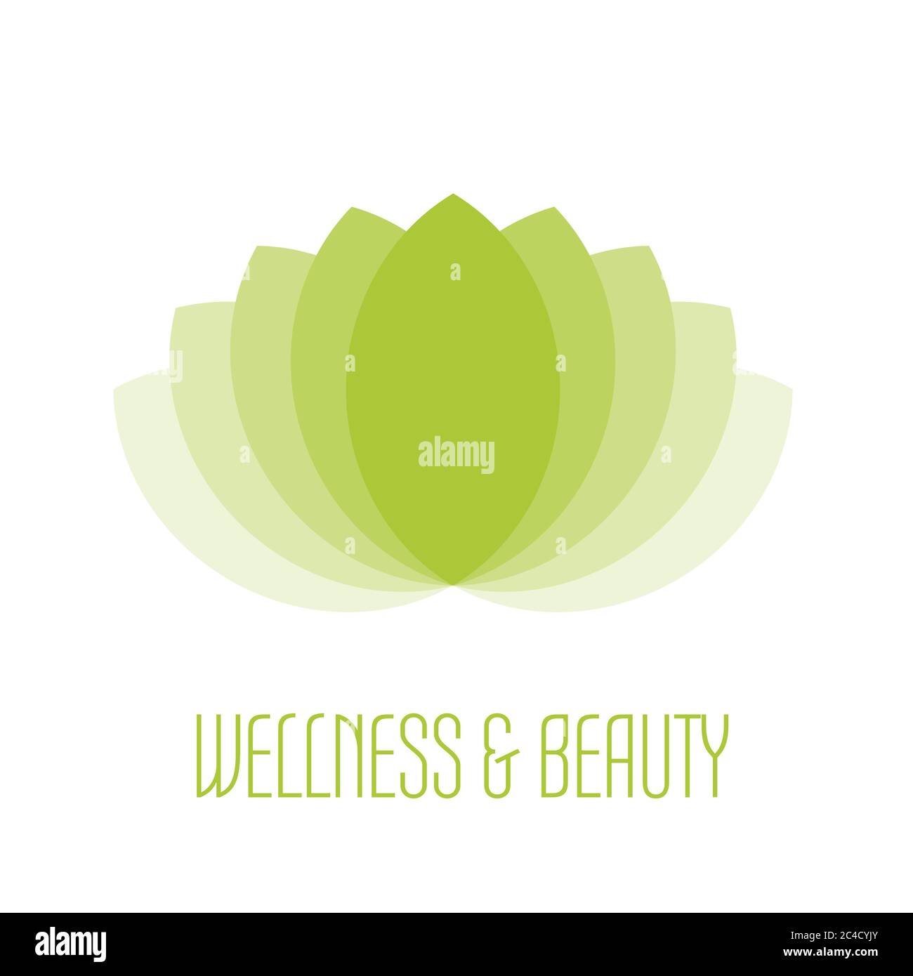 Green lotus icon - wellness beauty and spa theme. Simple flat green ...
