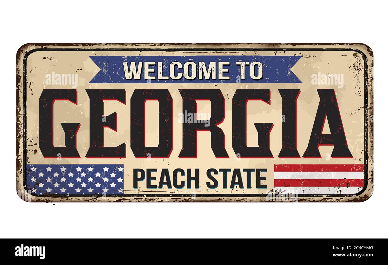 Welcome to Georgia vintage rusty metal sign on a white background ...