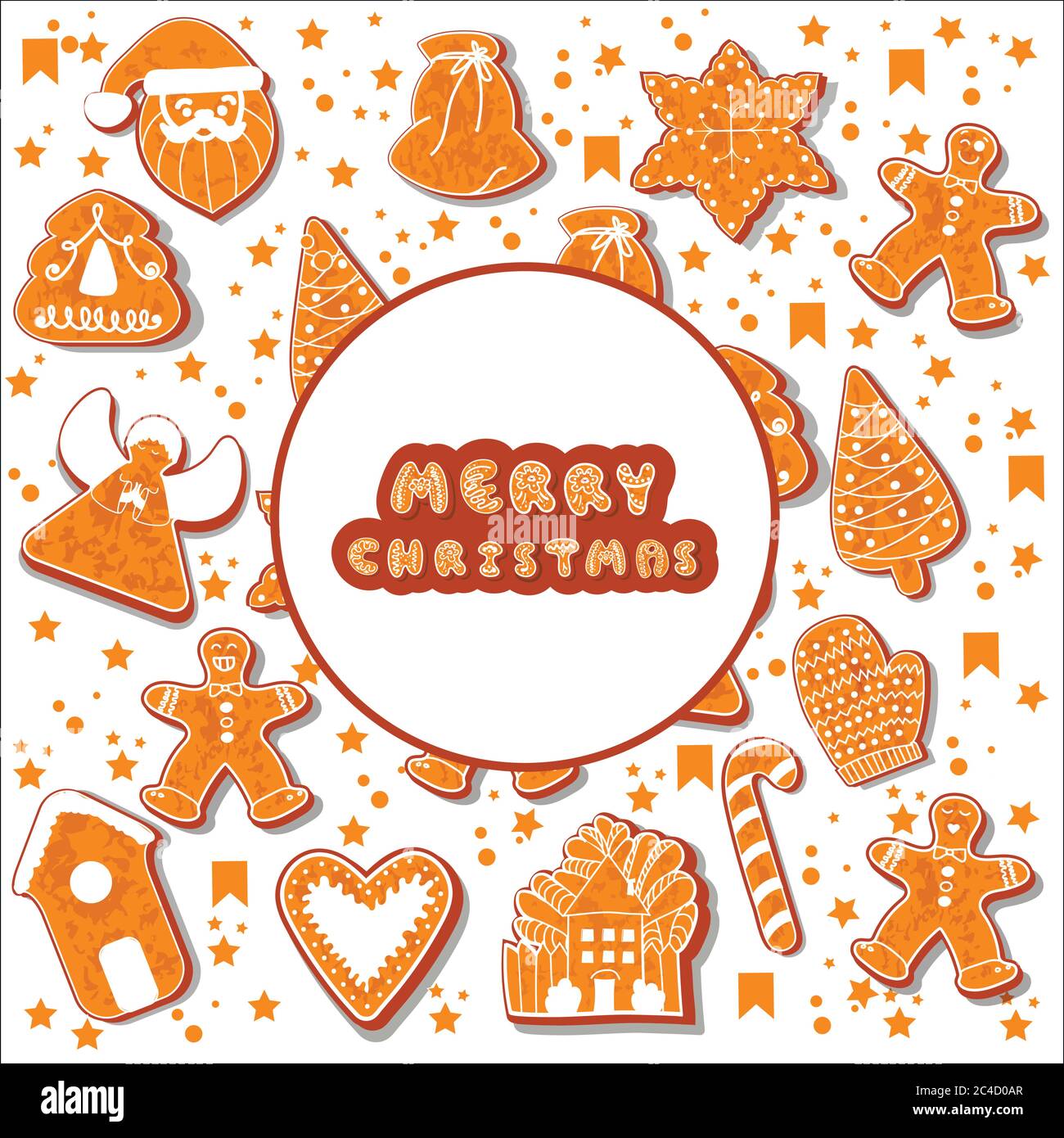 Christmas gingerbread cookies making a rectangular frame. Vector ...