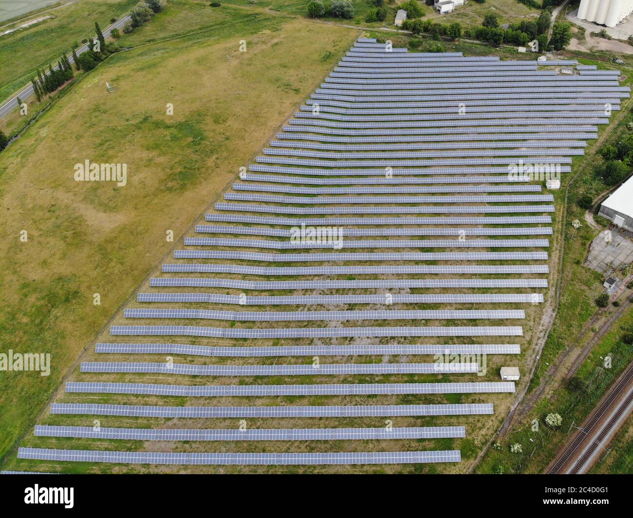 Aerial view of photovoltaic solar panels field Stock Photo - Alamy