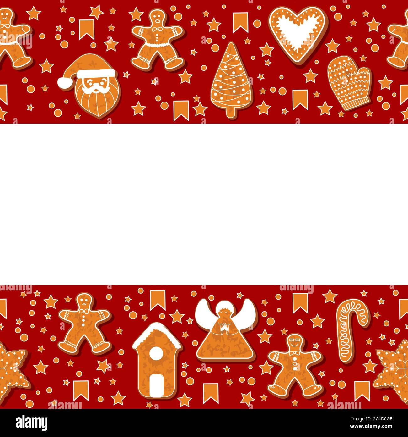 Christmas gingerbread cookies making a rectangular frame. Vector illustration.Happy winter ...