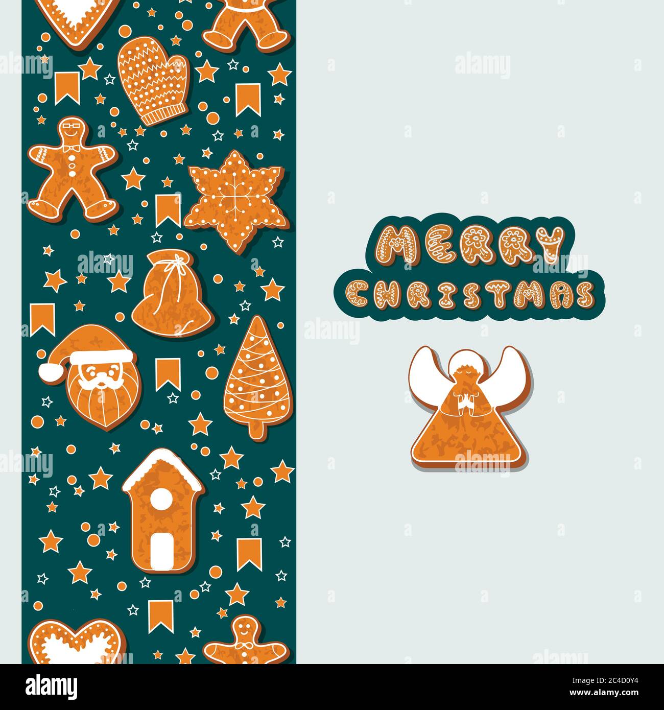 Christmas gingerbread cookies making a rectangular frame. Vector ...